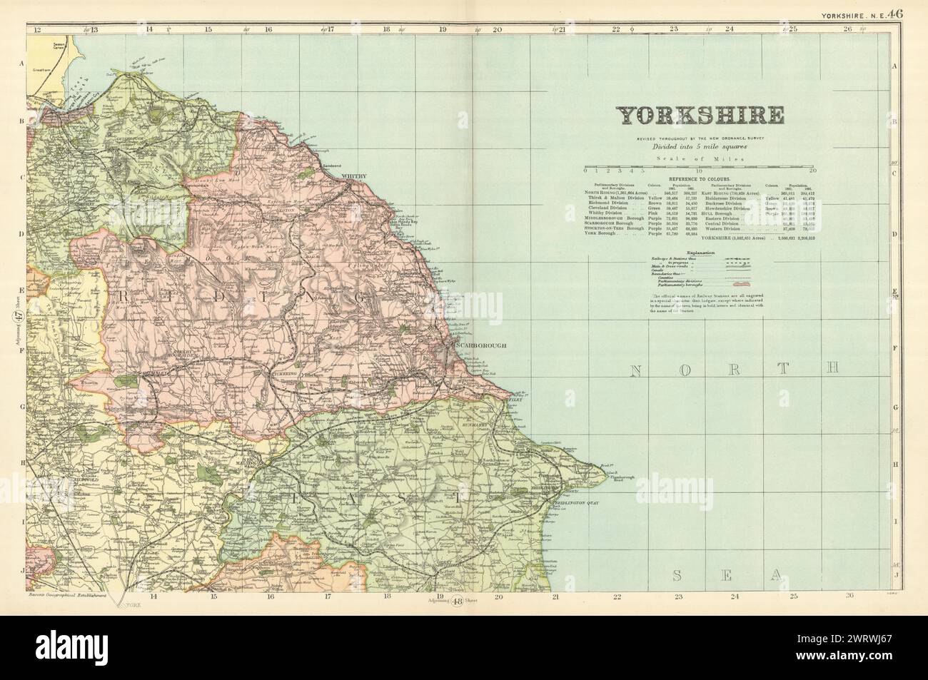 YORKSHIRE (North East) Scarborough Whitby antique county map by GW ...