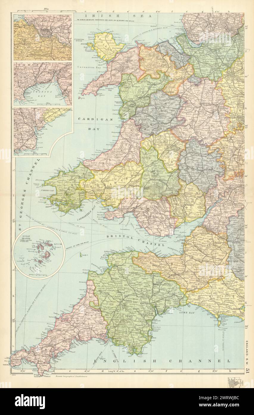 ENGLAND SOUTH WEST/WALES. Bristol Swansea Cardiff environs.Railways ...