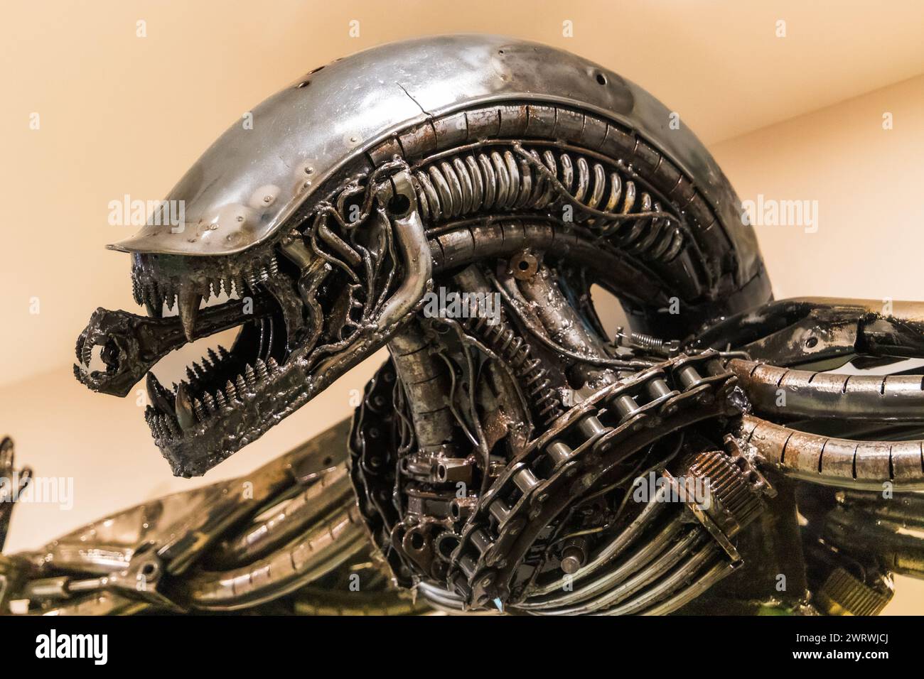 Alien head made from old motorbike parts seen at the Shropshire ...