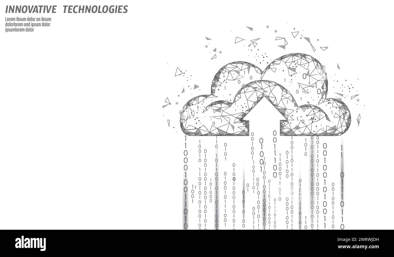 Cloud computing online storage low poly. Polygonal future modern internet business technology ...