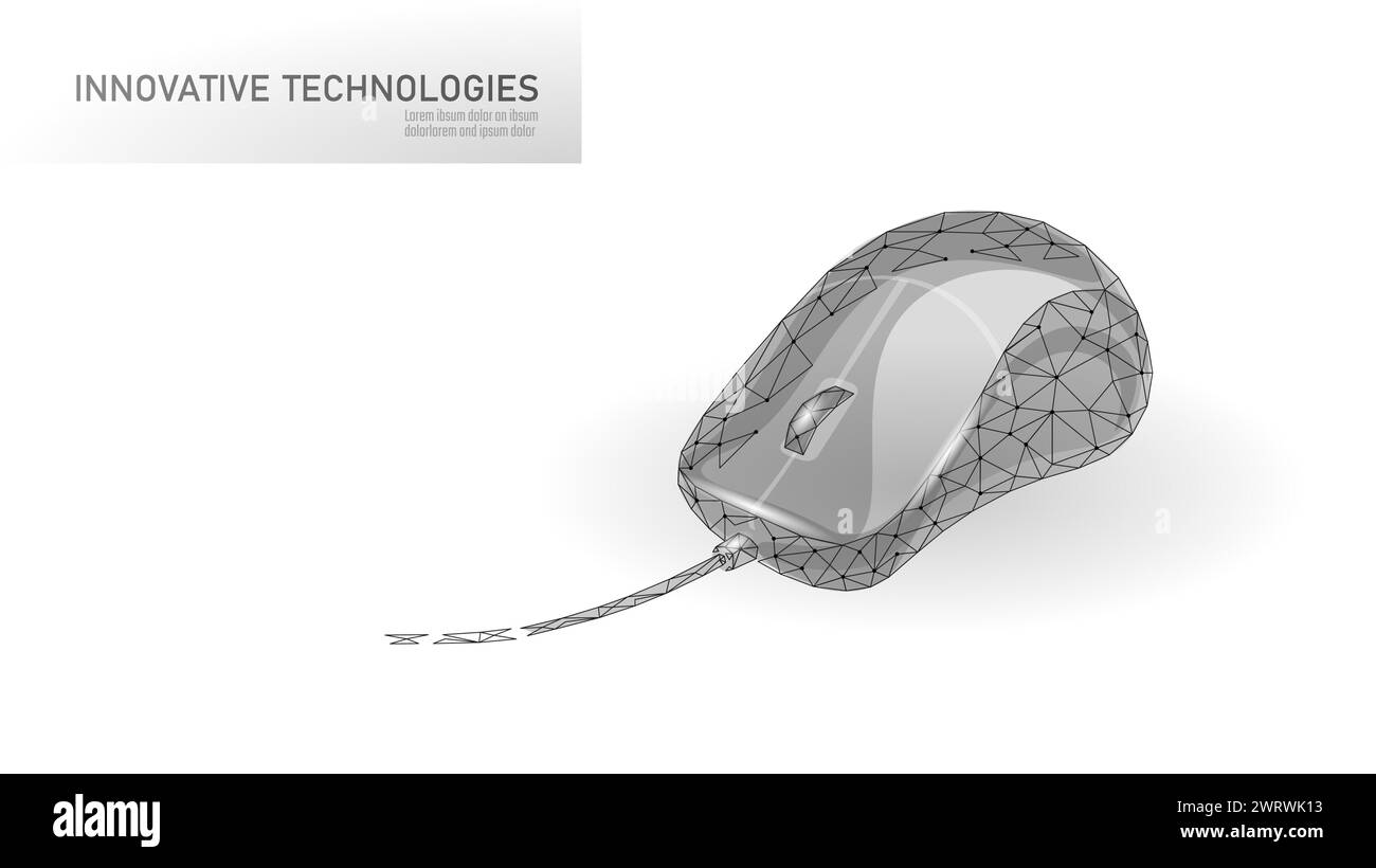 Computer wire mouse 3D concept. Technology control office pointer ...