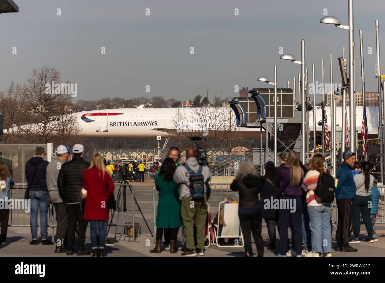 A retired British Airways Concorde supersonic aircraft is transported ...