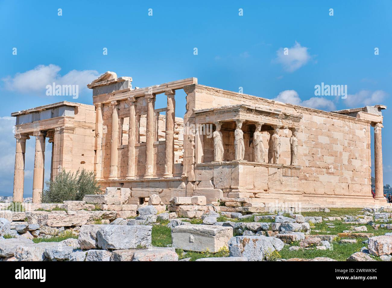 Athens, Greece - March 02, 2024: Six Caryatids or karyatides at Porch ...