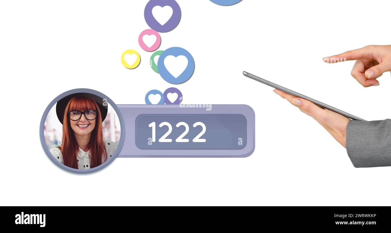 Image of a heart count bar increasing in numbers while heart icons fly ...