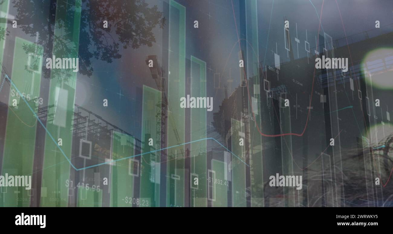 Image of statistical data processing against construction site Stock ... Image of statistical data processing against construction site Stock ...