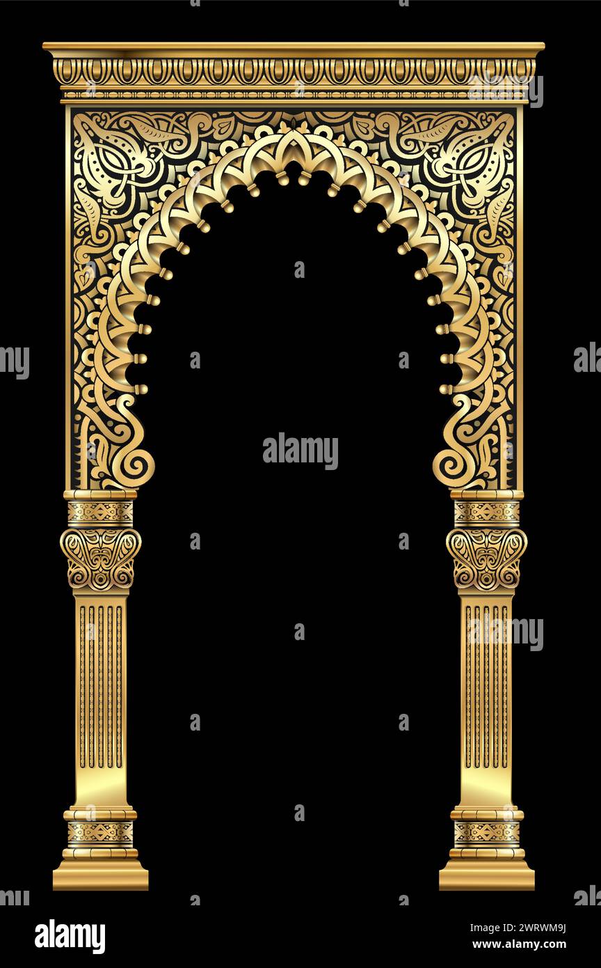 Golden luxury classic arch portal with columns Stock Vector Image & Art ...