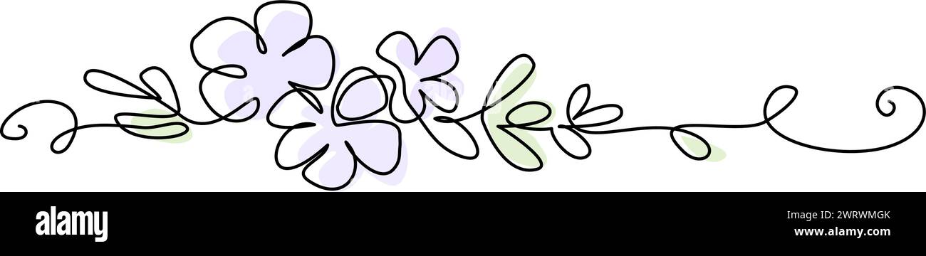 Flowers decoration row border. Continuous one line drawing Stock Vector ...