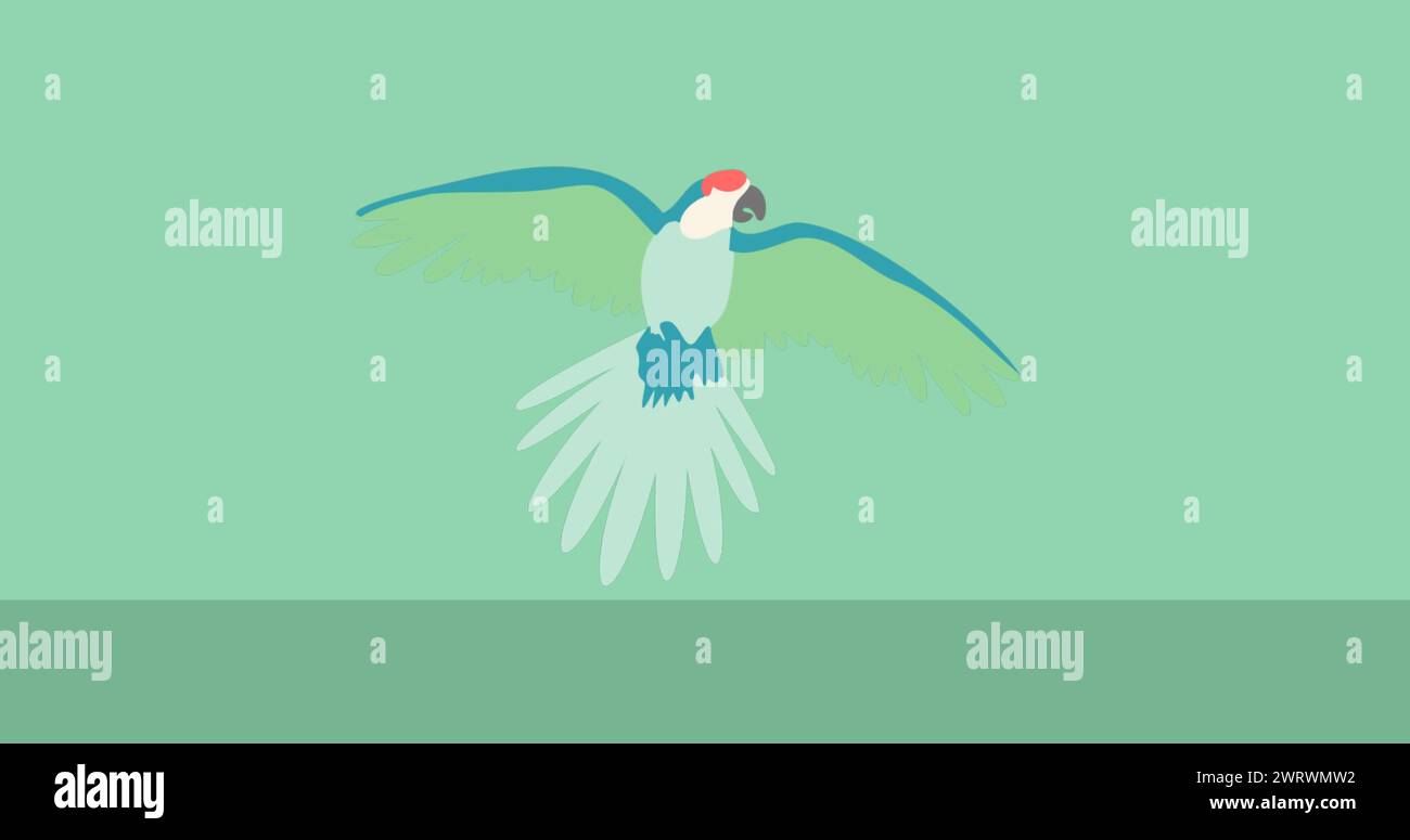 Image of green and blue parrot icon on green black background Stock ...