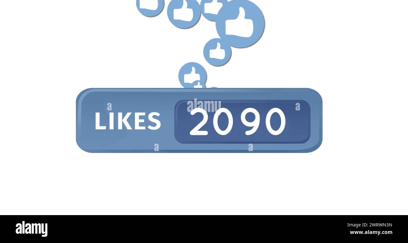Digital image of like icons moving up the screen with increasing ...