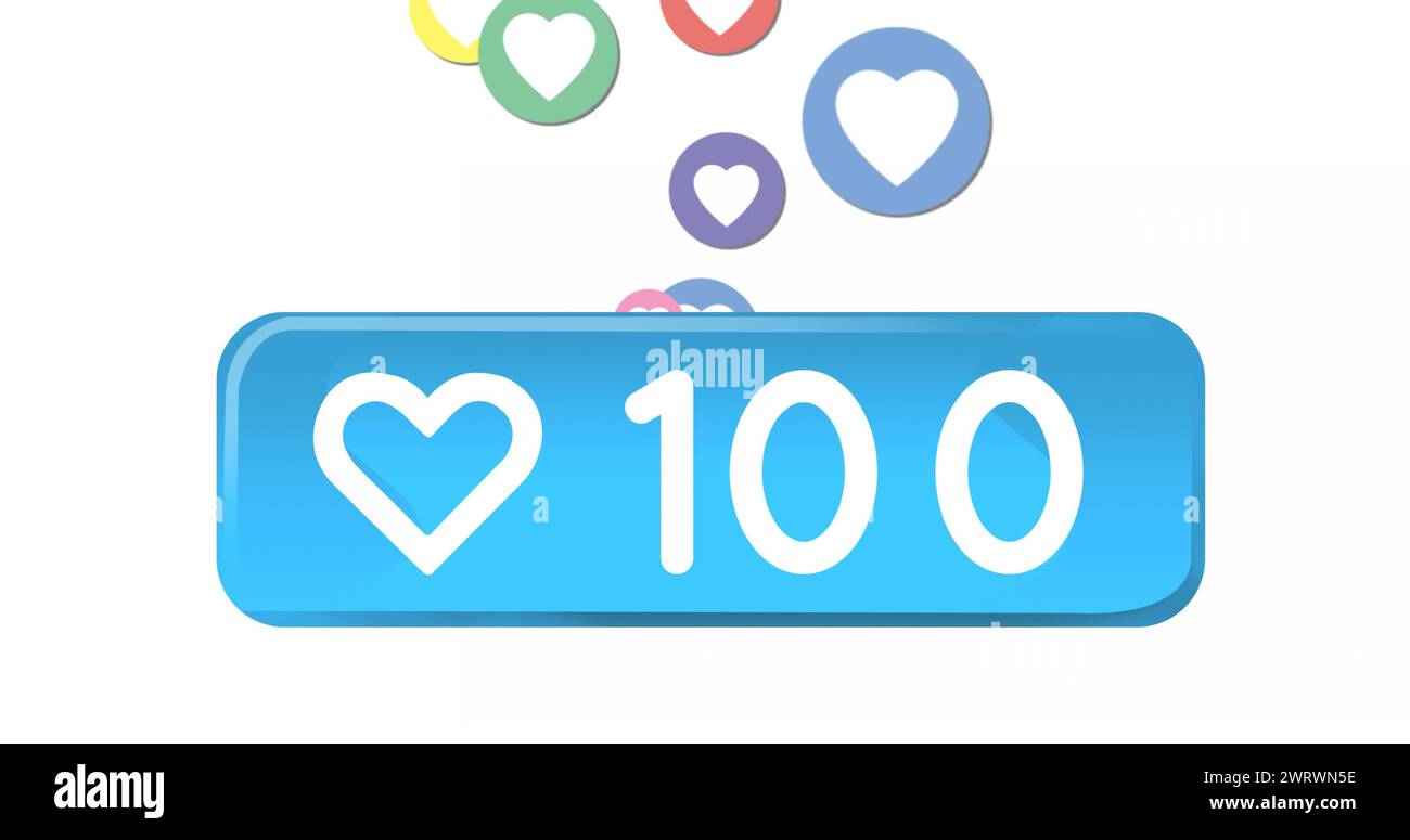 Digital image of social media icons moving in the screen with heart ...
