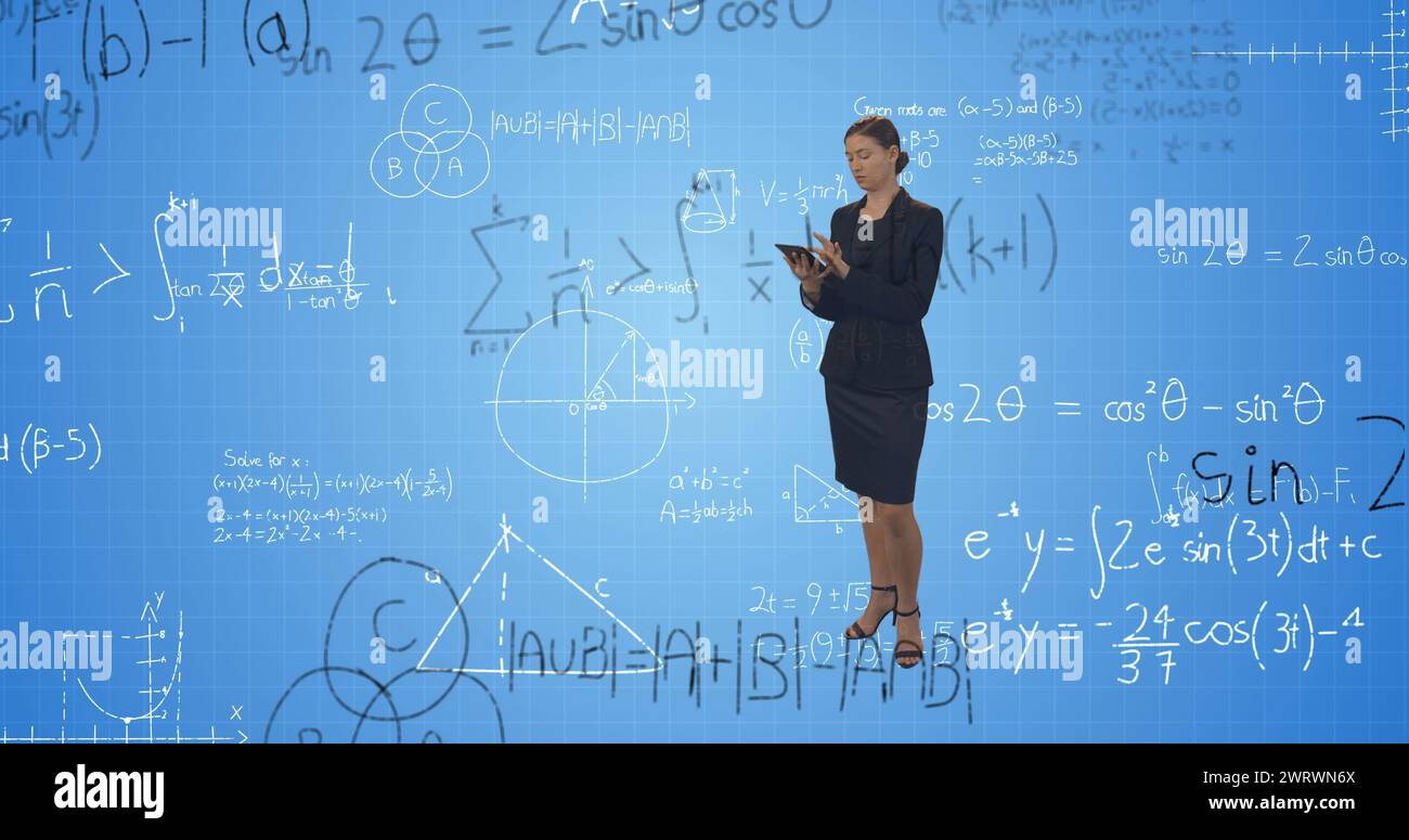 Mathematical equations solving woman hi-res stock photography and ...