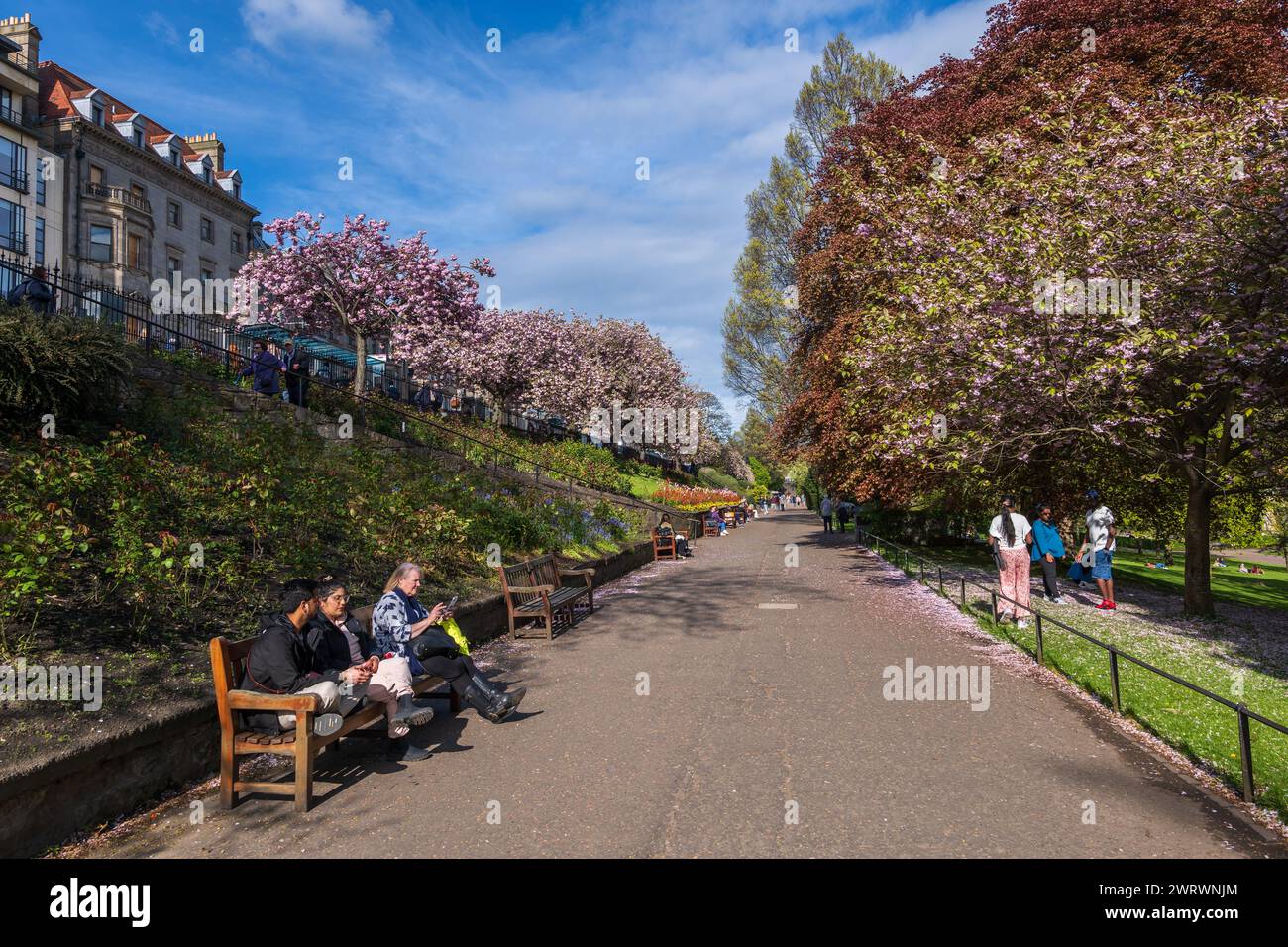 Edinburgh, Scotland, UK - May 9, 2023: People at Princes Street Gardens ...