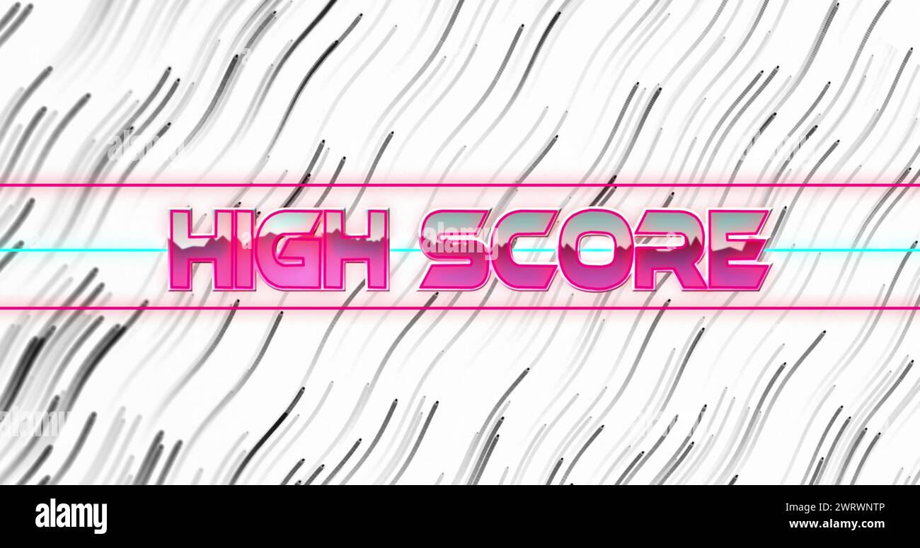 Image of high score text banner against wavy lines in seamless pattern ...