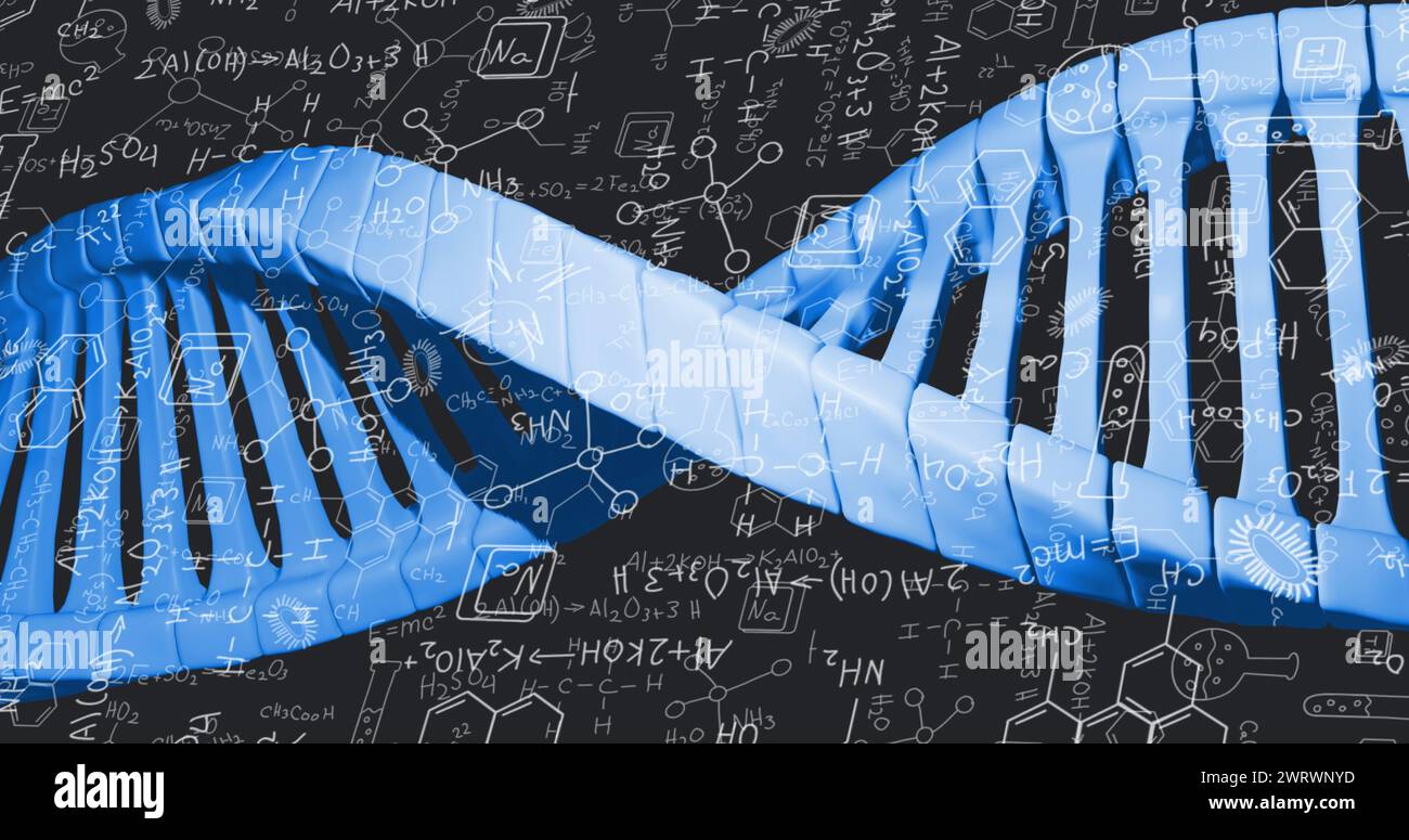 Image of dna strand over data processing Stock Photo - Alamy