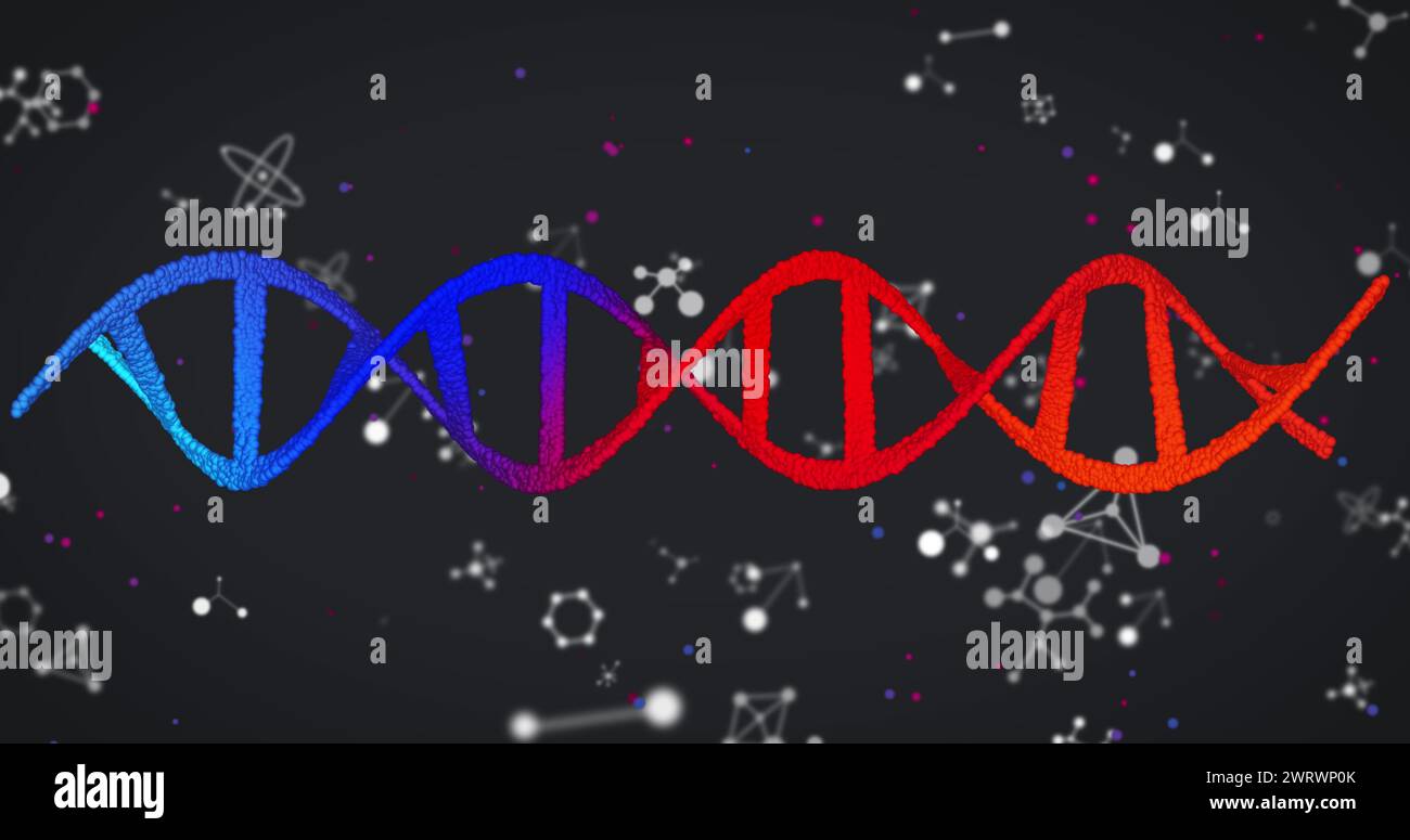 Image of molecules and dna strand spinning Stock Photo - Alamy
