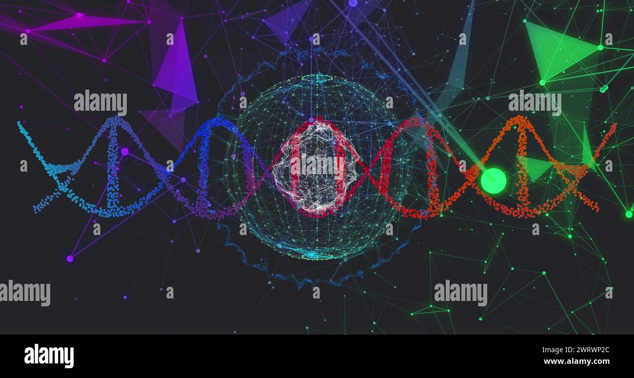 Image of dna strand over data processing Stock Photo - Alamy