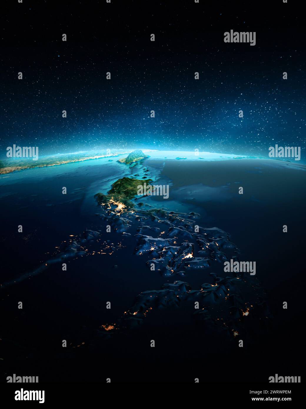 Philippines at night. Elements of this image furnished by NASA. 3d ...