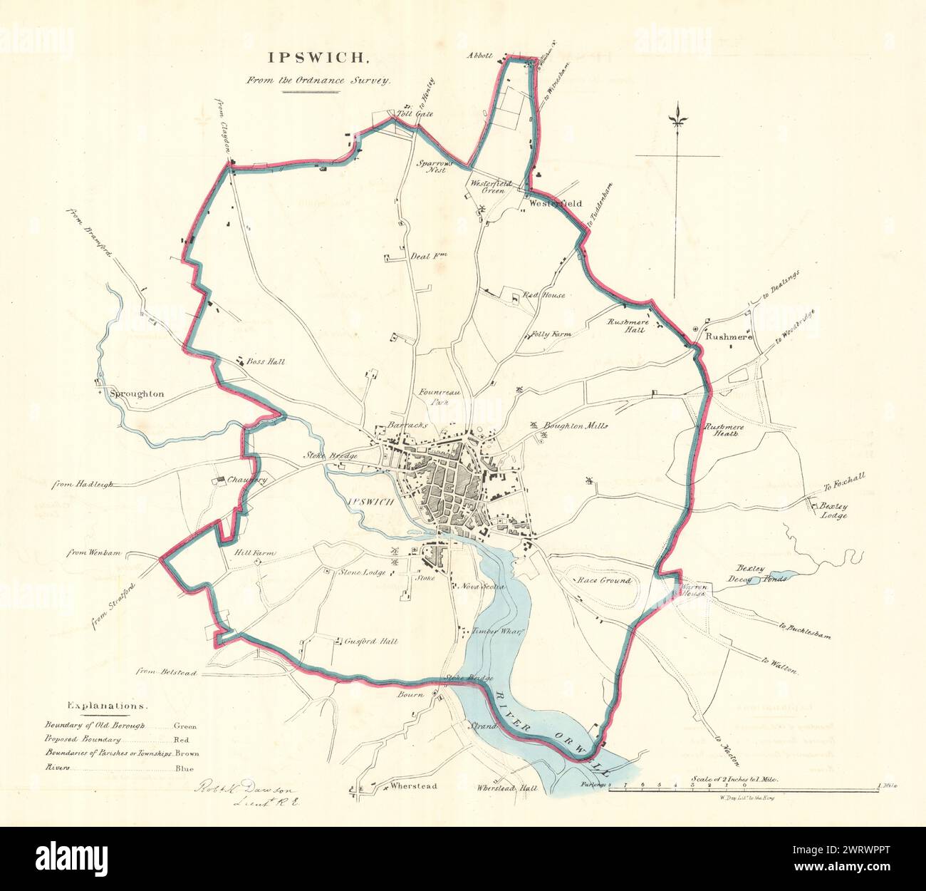 IPSWICH borough/town plan. REFORM ACT. Suffolk. DAWSON 1832 old antique ...