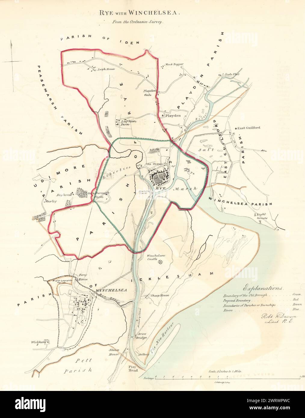 RYE with WINCHELSEA borough/town plan. REFORM ACT. Sussex. DAWSON 1832 ...