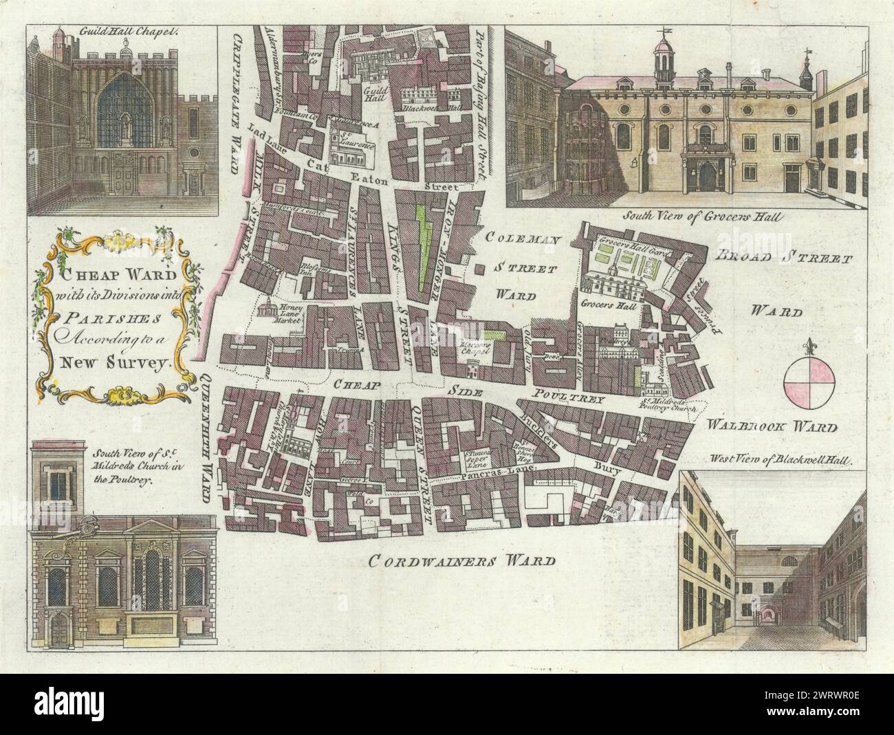 Cheap Ward. City of London. Cheapside Poultry Gresham St. BOWEN c1772 ...