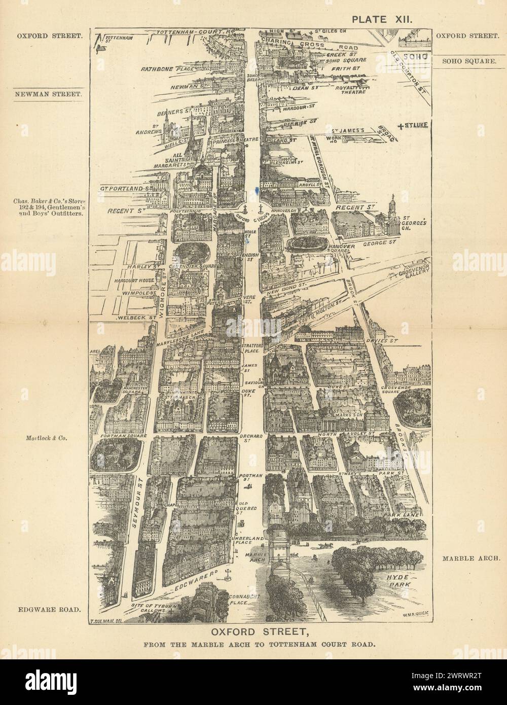 Bird's eye view Oxford Street. Marble Arch-Tottenham Court Road. SULMAN ...