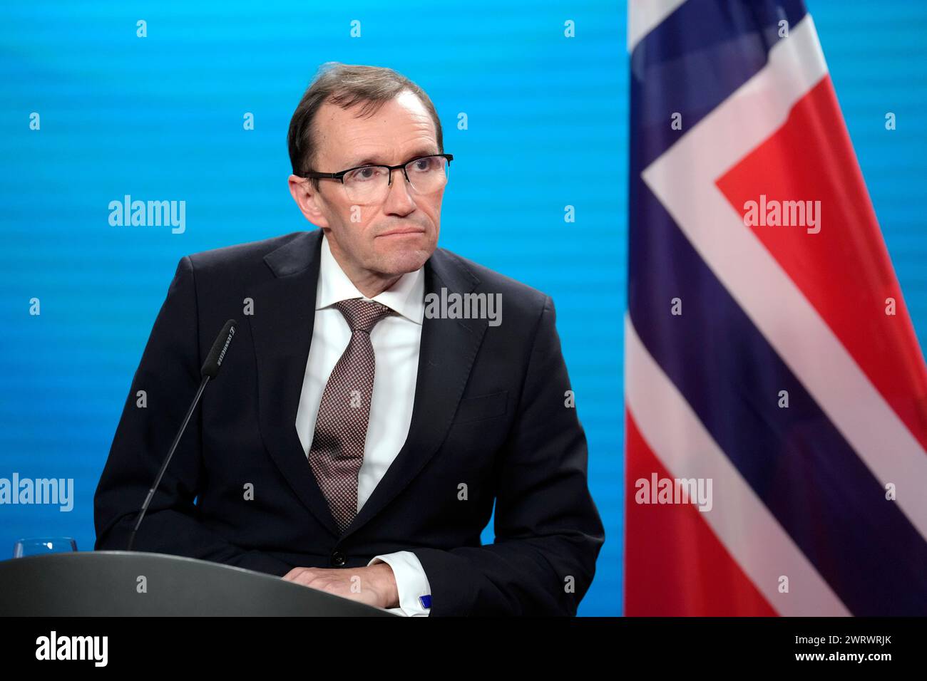 Norwegian counterpart Espen Barth Eide attends a joint press conference ...