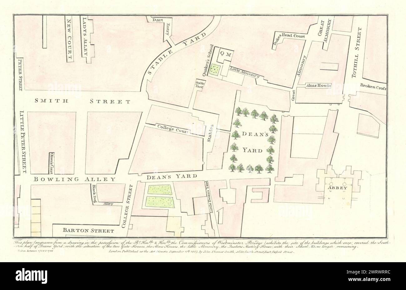 Plan of Dean's Yard, Smith Street & Westminster Abbey, 1734. J.T. SMITH ...