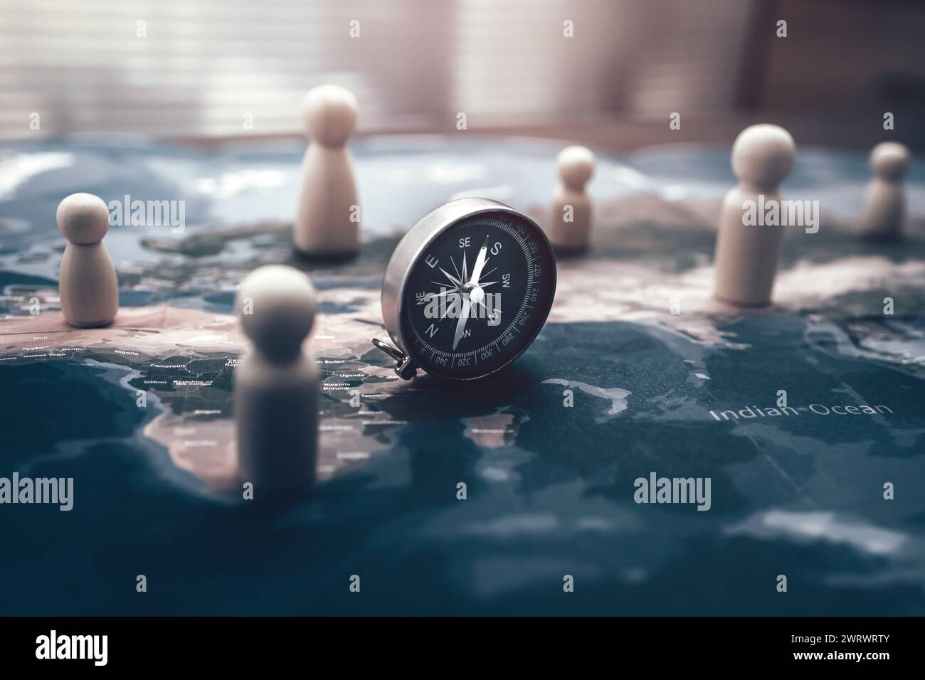 Compass and The wooden doll represents the employee of the company on ...