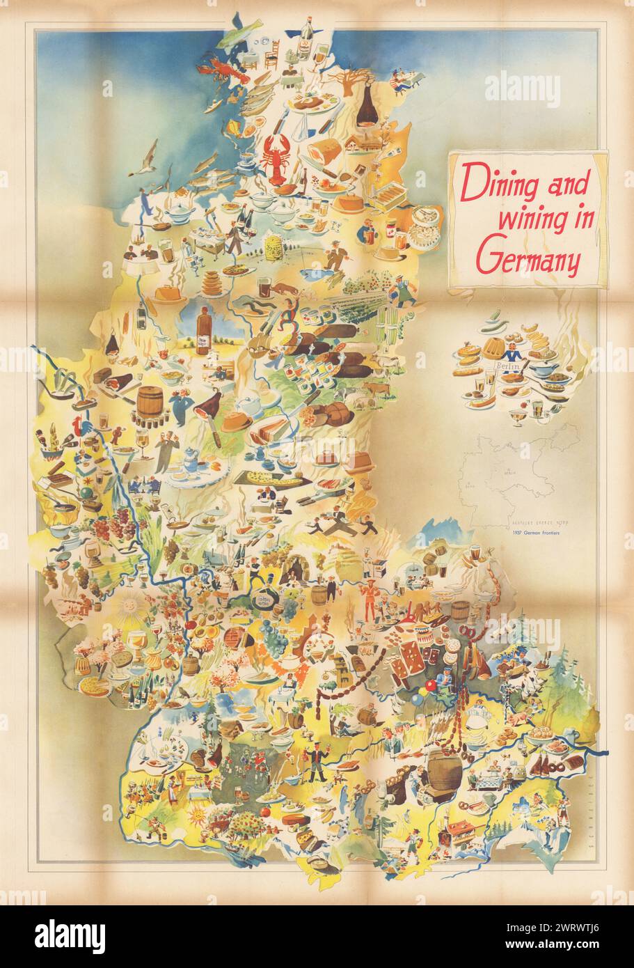Dining & Wining in Germany. Gastronomic tourist pictorial poster map ...