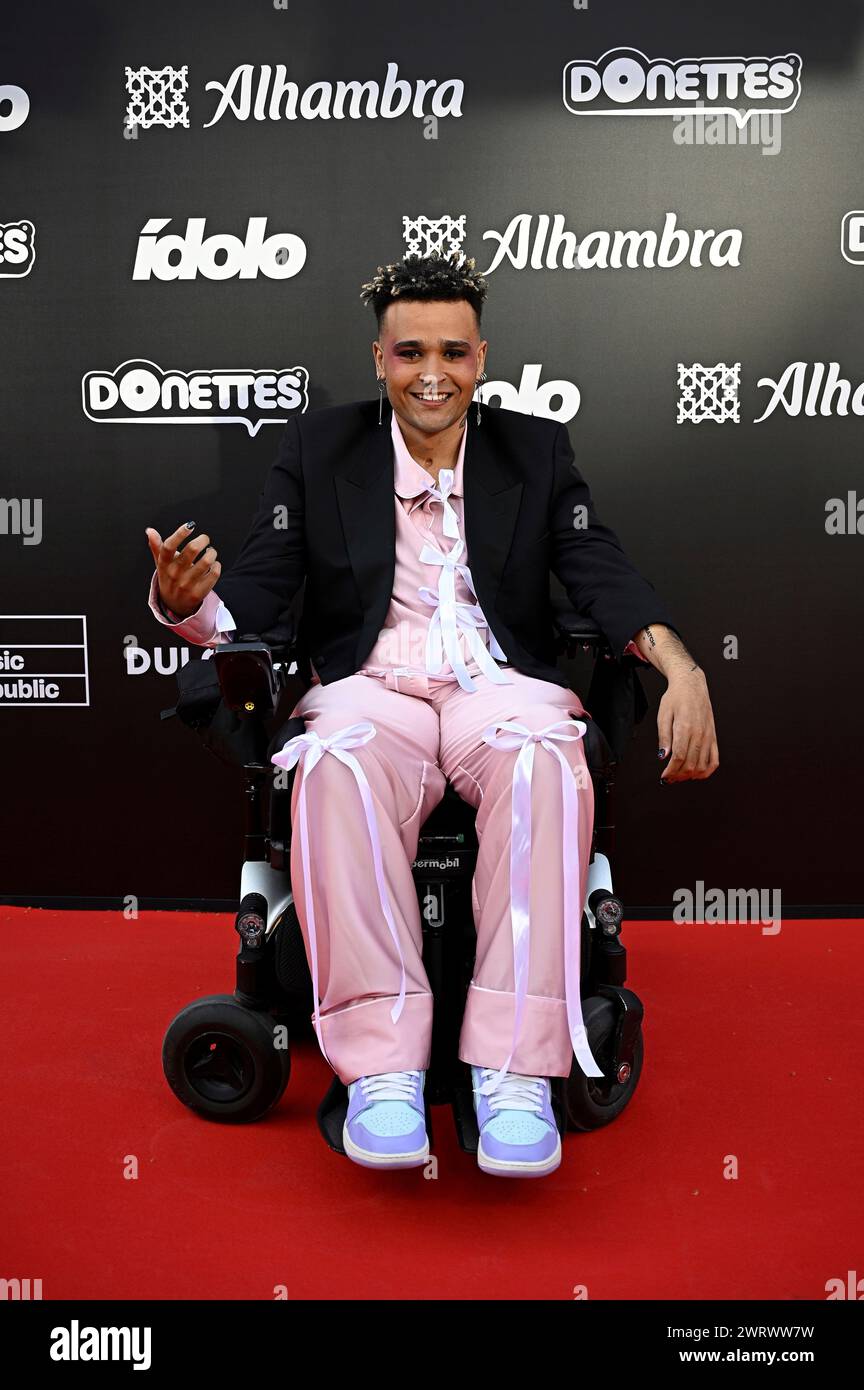 Tiktoker Alan 'El Ruedas' poses at the photocall of the 'Premios Ídolo ...