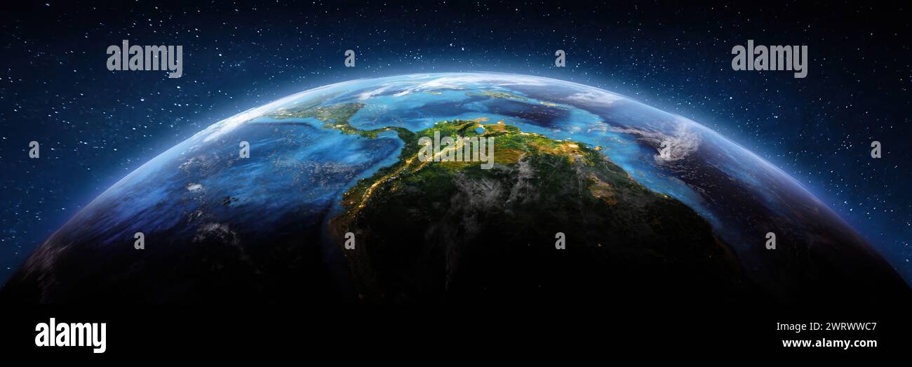 Colombia and Venezuela space drone view. Elements of this image ...
