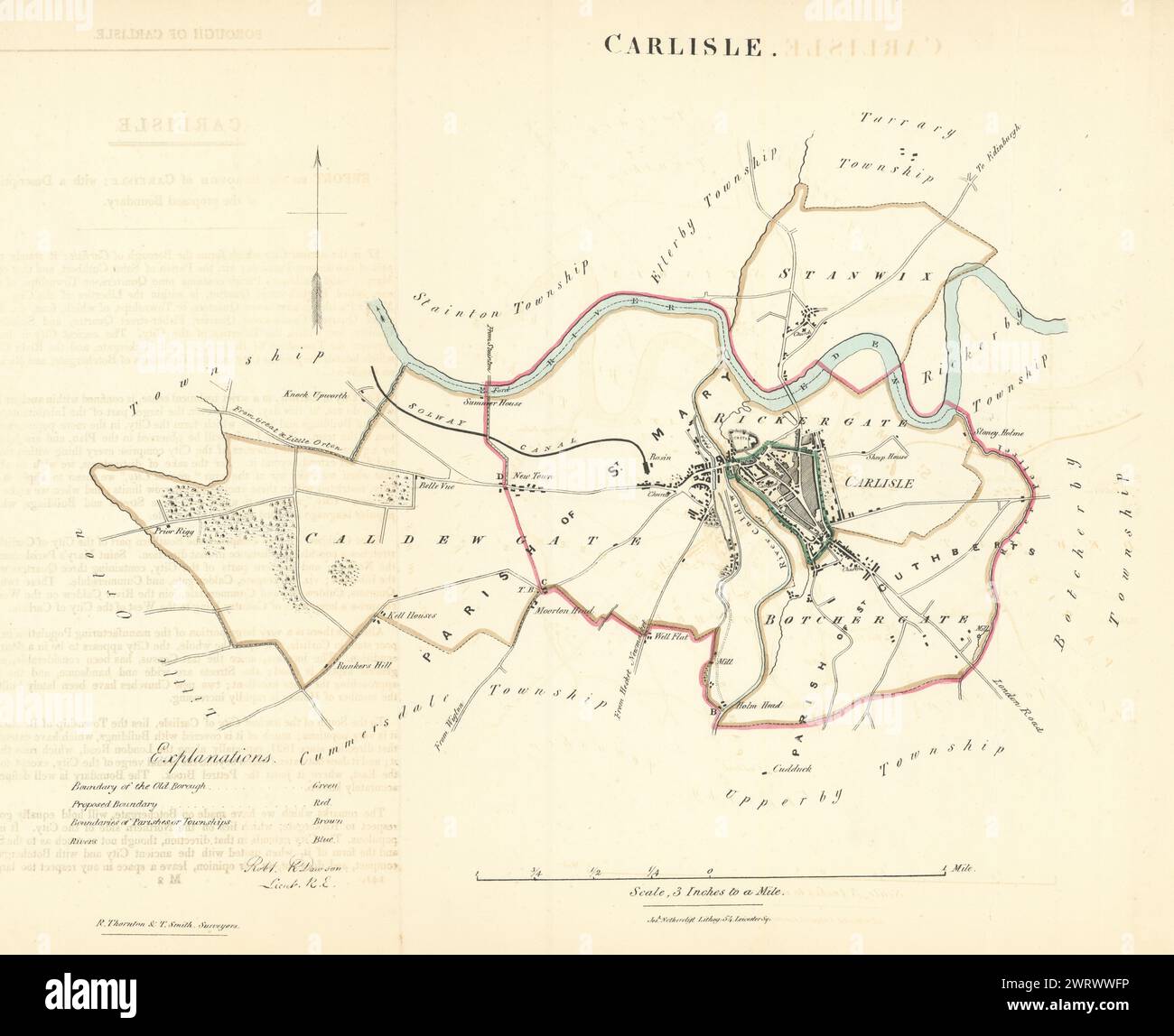 CARLISLE borough/town/city plan. REFORM ACT. Cumbria. DAWSON 1832 old ...