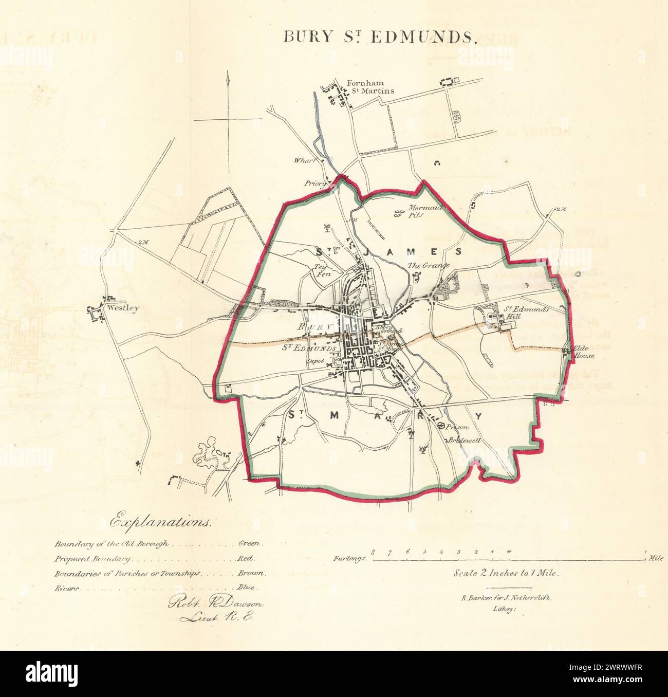 BURY ST EDMUNDS borough/town plan. REFORM ACT. Suffolk. DAWSON 1832 old ...