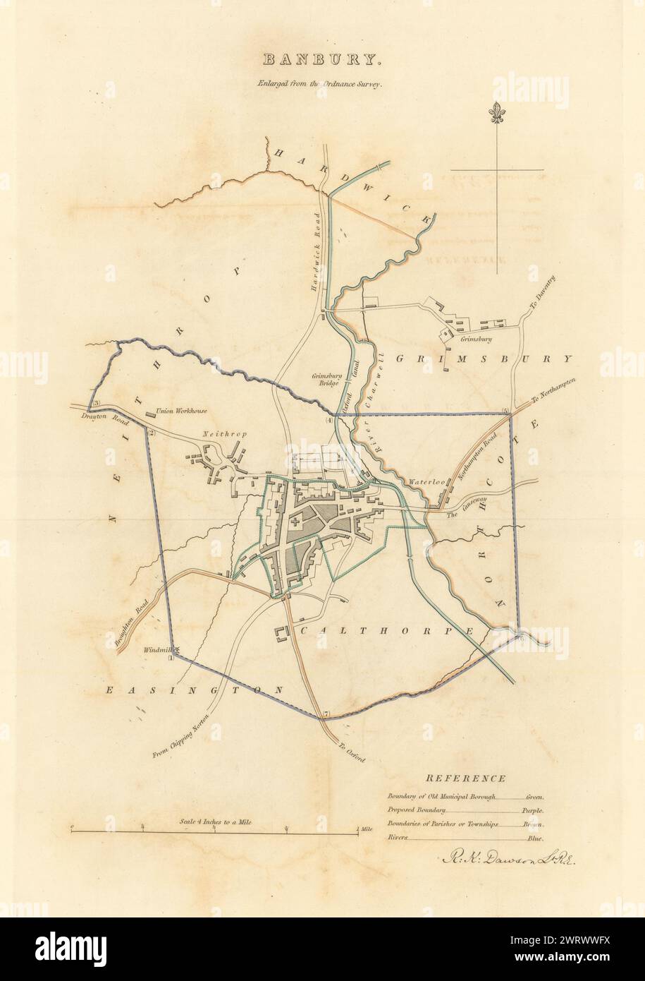 BANBURY borough/town plan. BOUNDARY COMMISSION. Oxfordshire. DAWSON ...