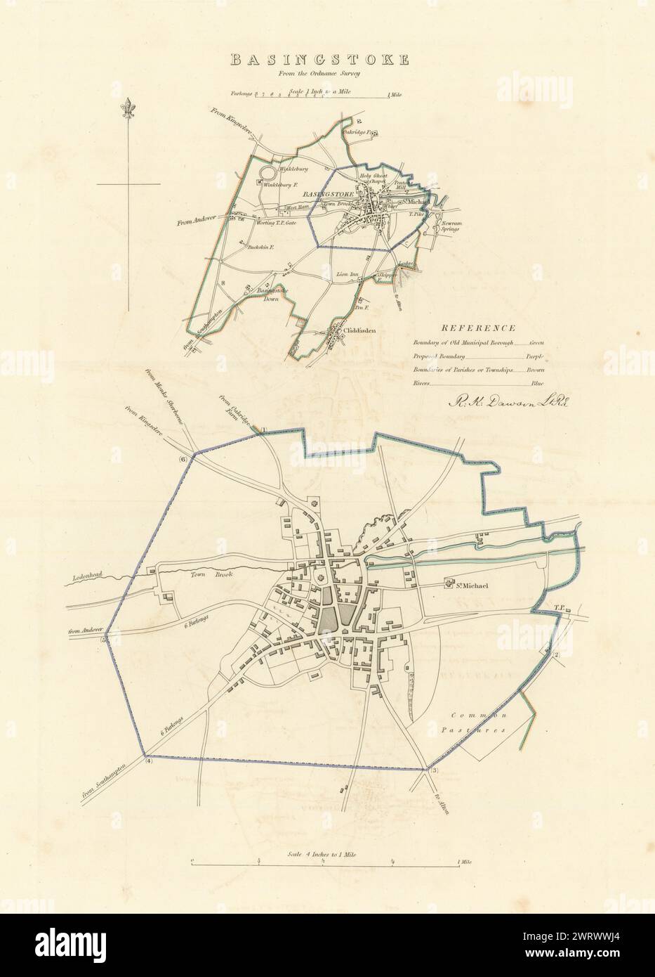 BASINGSTOKE borough/town plan. BOUNDARY COMMISSION. Hampshire. DAWSON ...