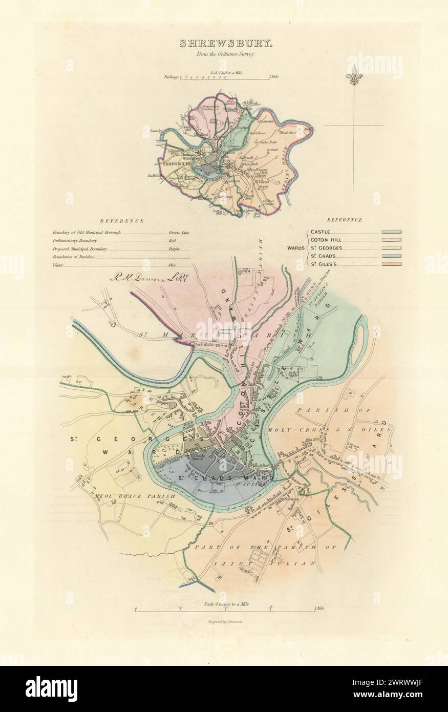 SHREWSBURY borough/town plan. BOUNDARY COMMISSION. Shropshire. DAWSON ...