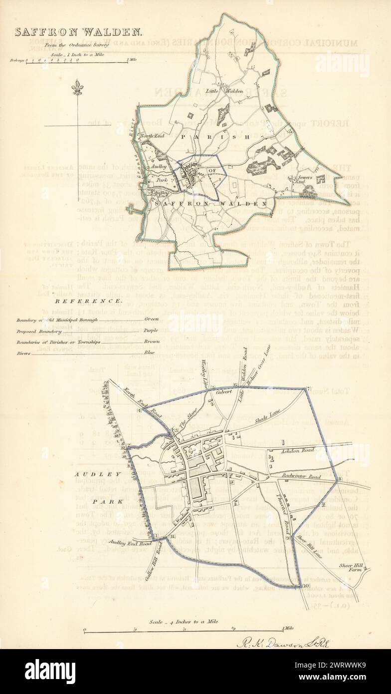 SAFFRON WALDEN borough/town plan. BOUNDARY COMMISSION. Essex. DAWSON ...