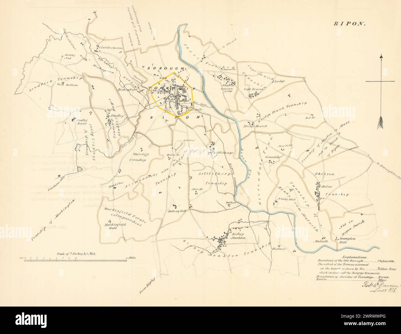 RIPON borough/town plan. REFORM ACT. Bishop Monkton. Yorkshire. DAWSON ...