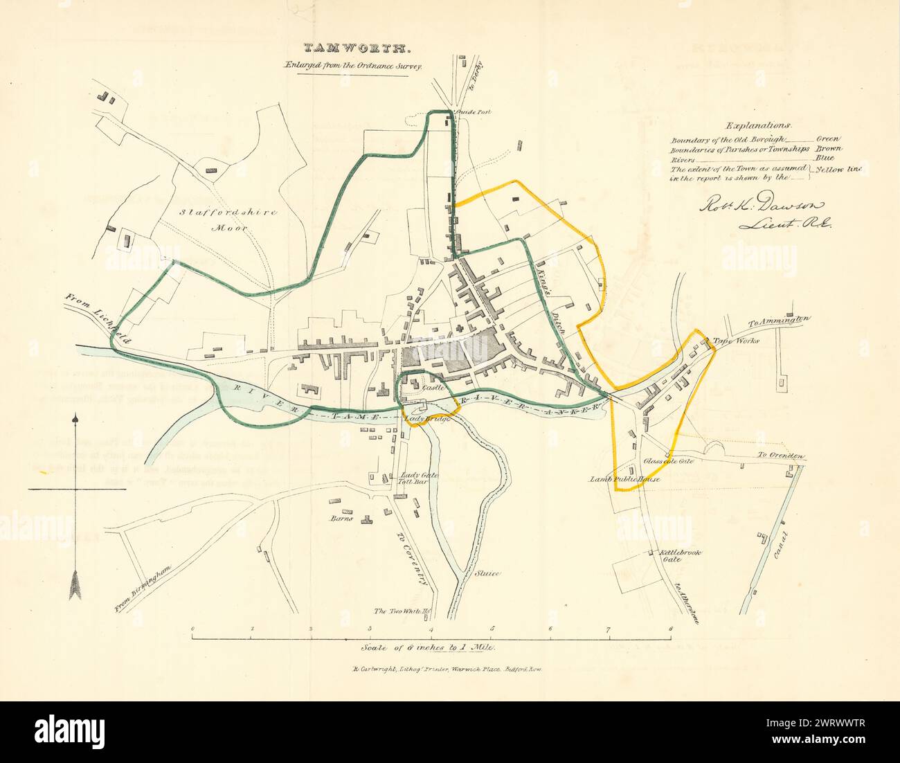 TAMWORTH borough/town plan. REFORM ACT. Tame Anker Rivers. DAWSON 1832 ...