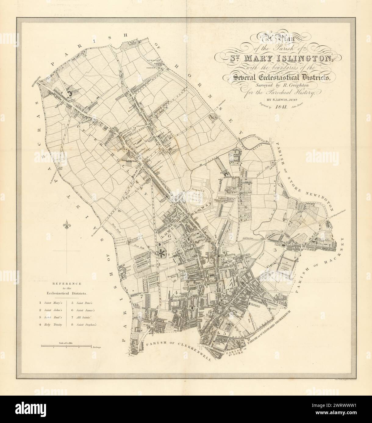 A Plan of the Parish of St. Mary Islington by Creighton & Dower 1841 ...