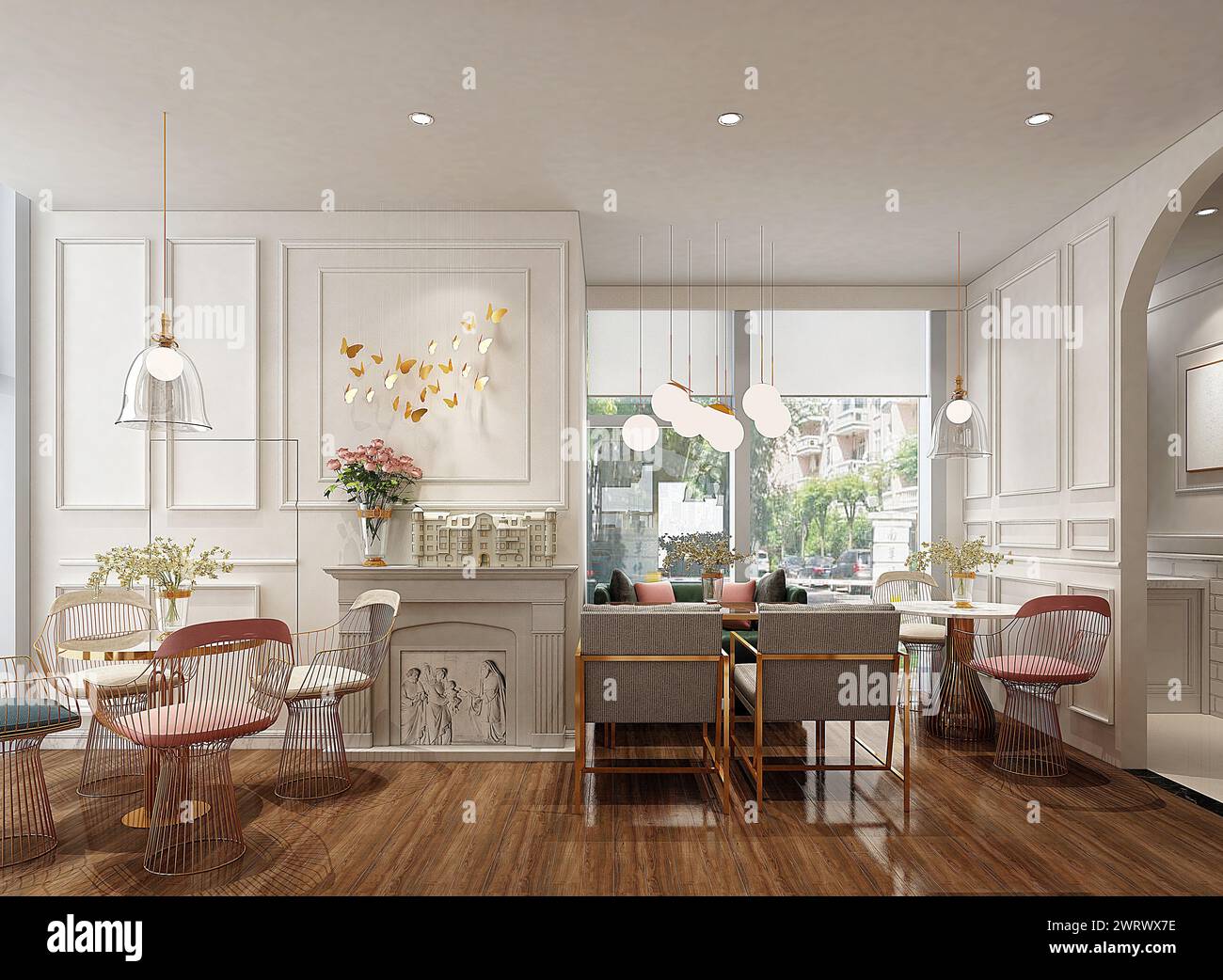 3d render coffee shop restaurant Stock Photo - Alamy