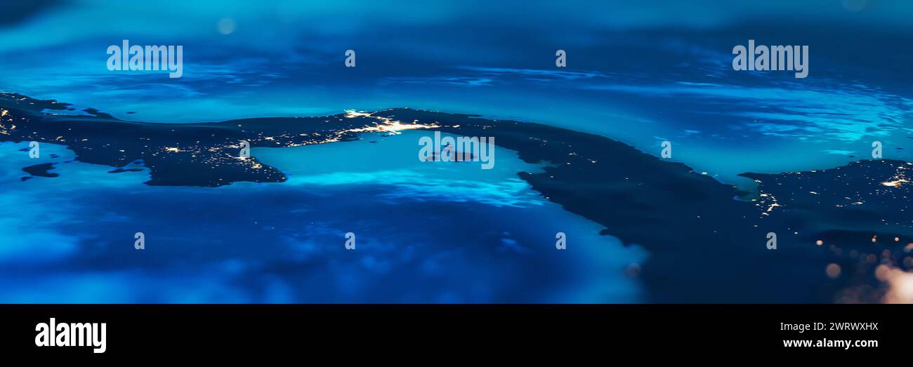 Panama city lights. Elements of this image furnished by NASA. 3d ...