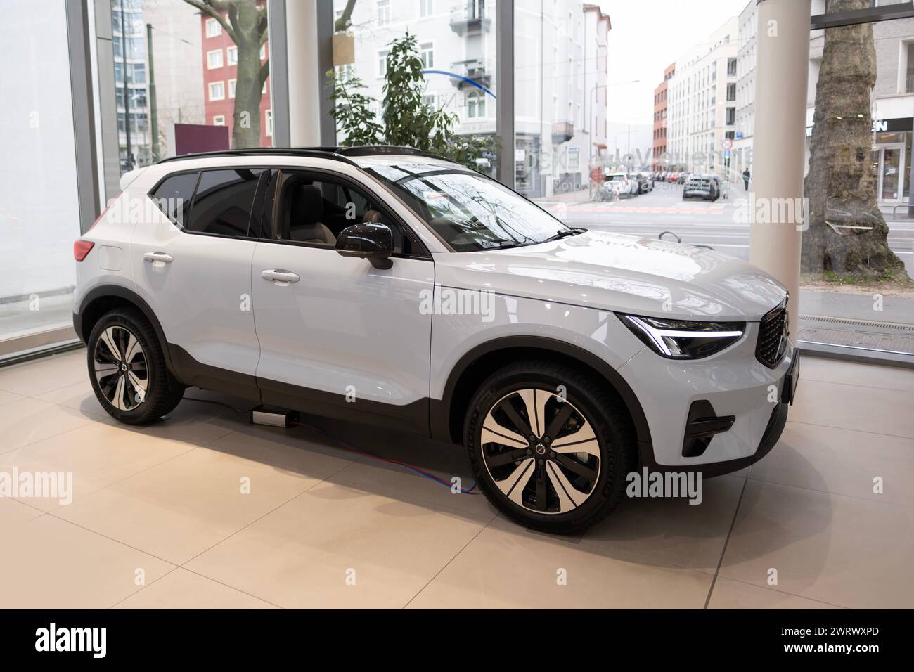 new white Volvo XC40 subcompact luxury electric SUV produced by Swedish ...