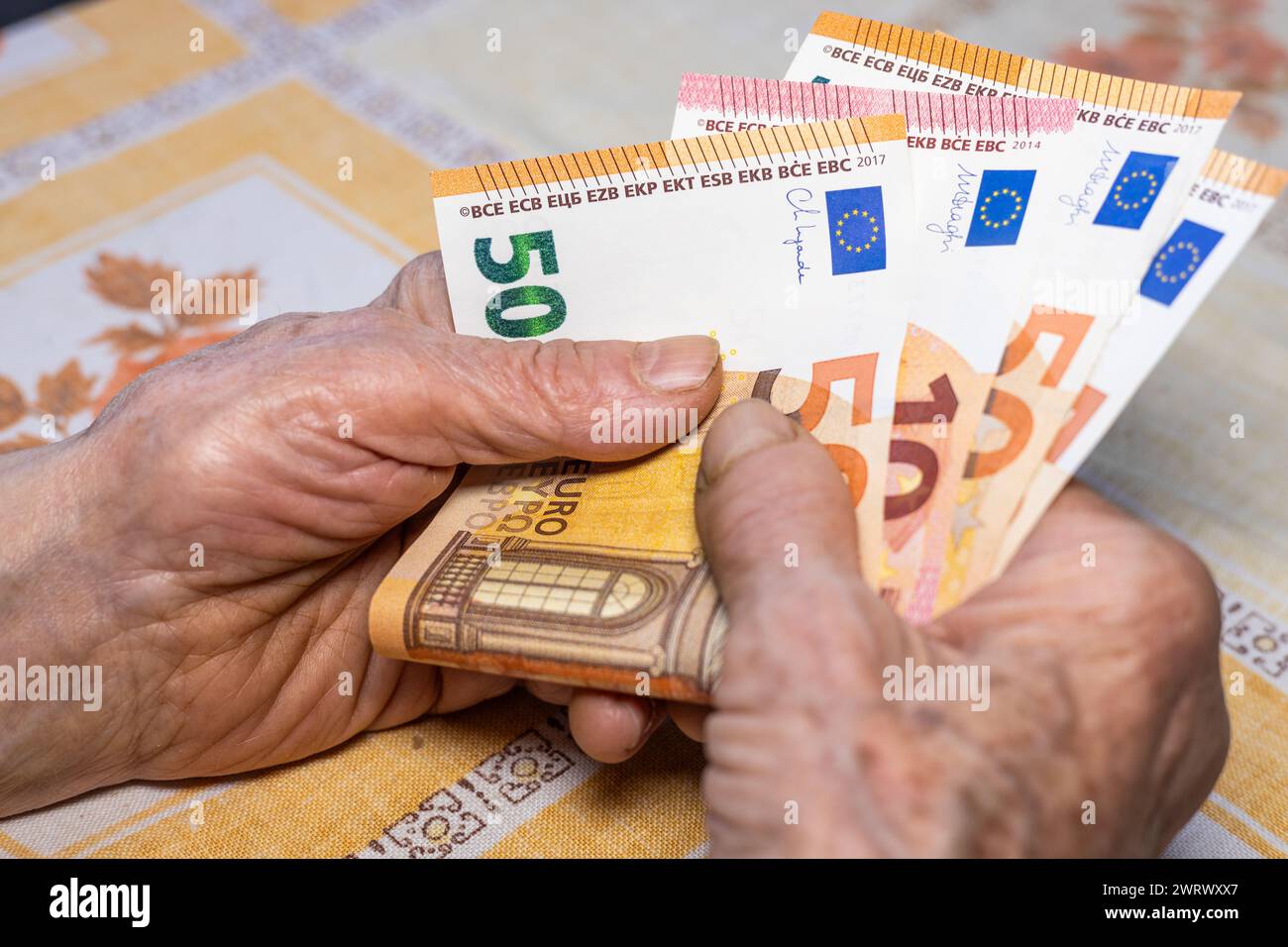 Woman money calculate euro hi-res stock photography and images - Alamy