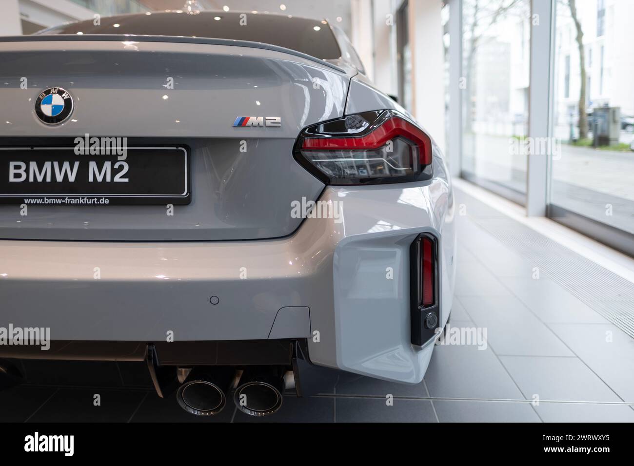 white BMW M2 all-electric car rear view German manufacturer BMW AG ...