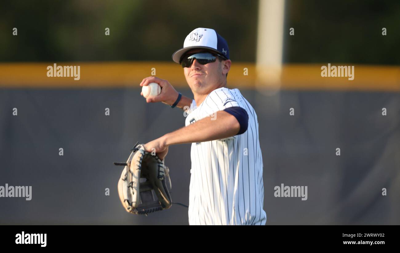 North Florida infielder Cal Leonard (5) warms up before an NCAA ...