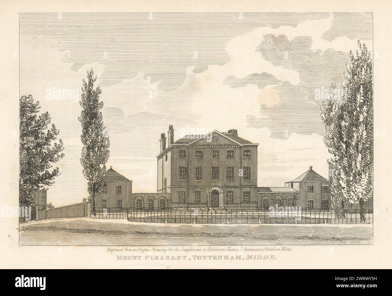 Mount Pleasant, Tottenham. Now Downhills Park 1840 old antique print ...