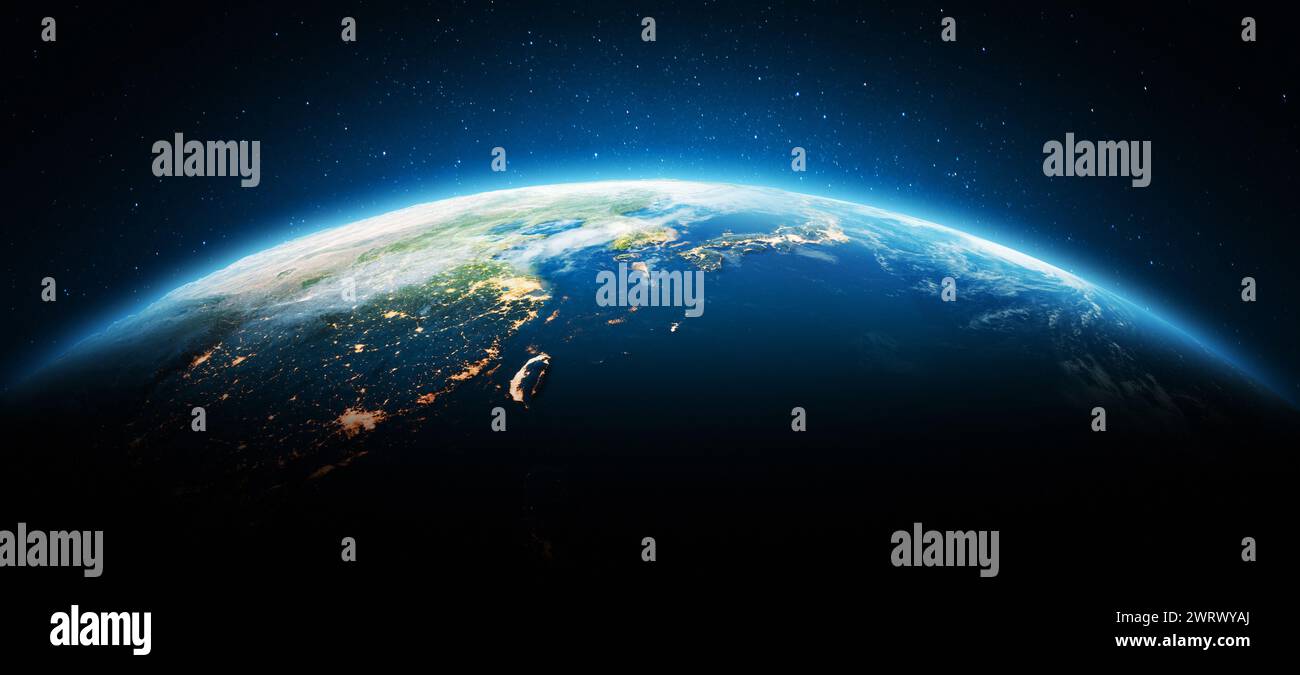 Asia travel map. Elements of this image furnished by NASA. 3d rendering ...