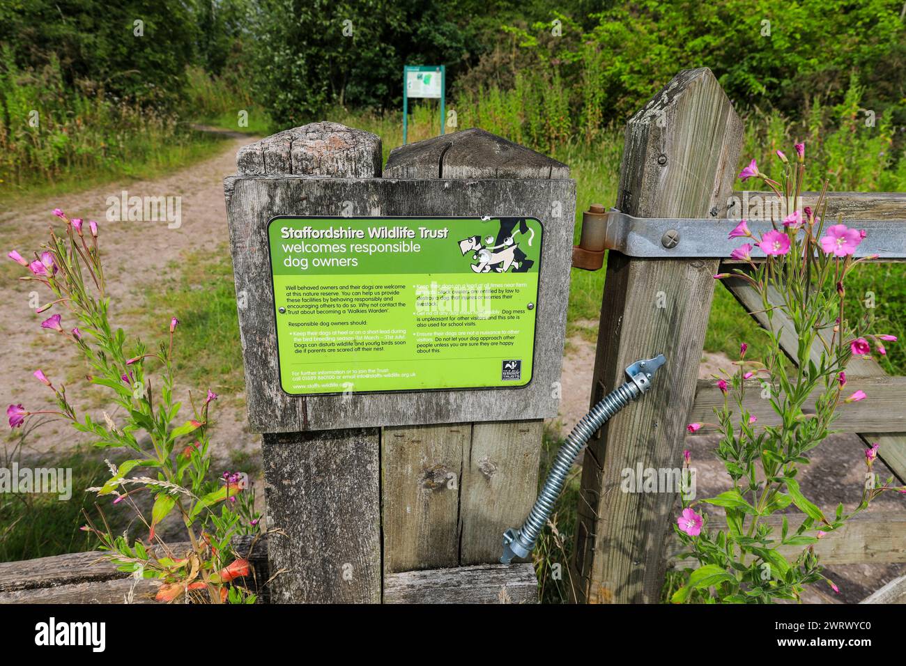 A Staffordshire Wildlife Trust sign for dog owners at Bateswood Nature ...