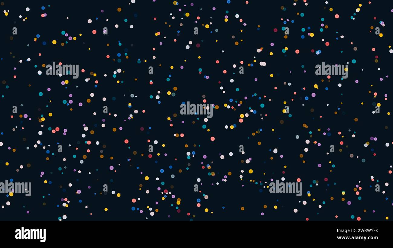 Christmas background of multicolored round confetti lights on a black ...